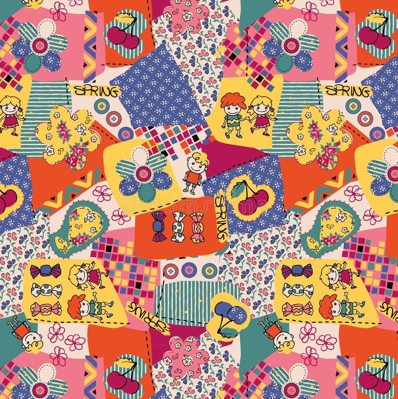 Colorful Seamless Background Pattern Imitation of a Patchwork Pattern ...