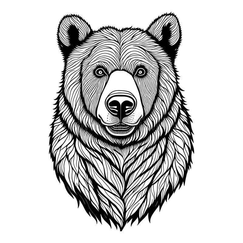 A Captivating Bear Head Illustration Exuding Strength and Untamed ...