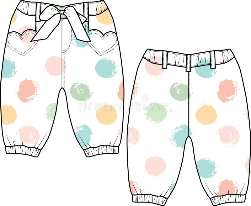 New Born Baby Bottom Wear Front and Back Jogger Stock Vector ...