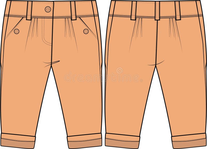 Kids Unisex Bottom Wear Pants Front and Back Stock Vector ...