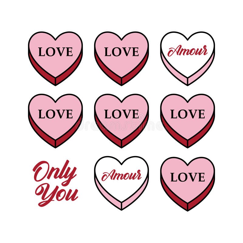 Amour only You, Amour is Love, Heart Many, Graphic Design Print T ...