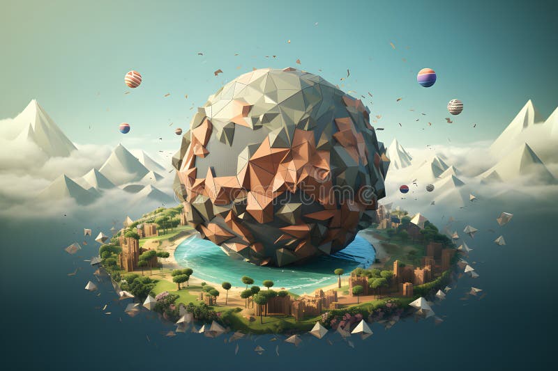 Polygonal Planet Earth Vector Illustration Low Poly Design.GenerativeAI ...