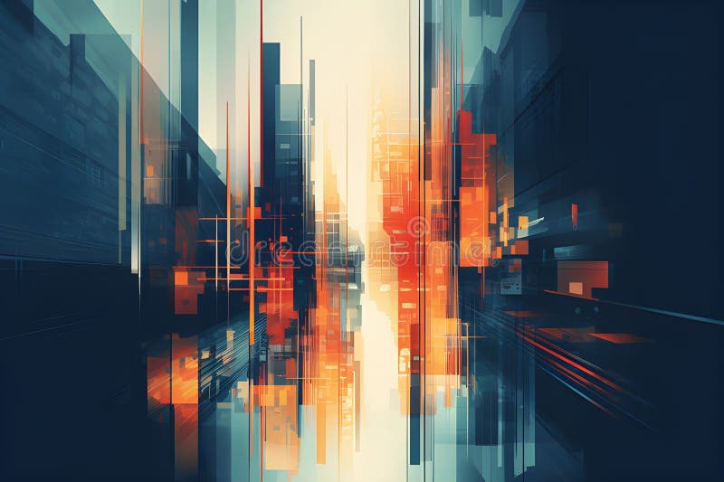 Abstract Art Deco of Building.GenerativeAI. Stock Illustration ...