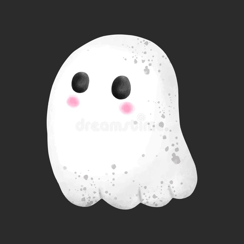 Little Cute Ghosts Happy Halloween Watercolor Halloween Scary Ghostly ...