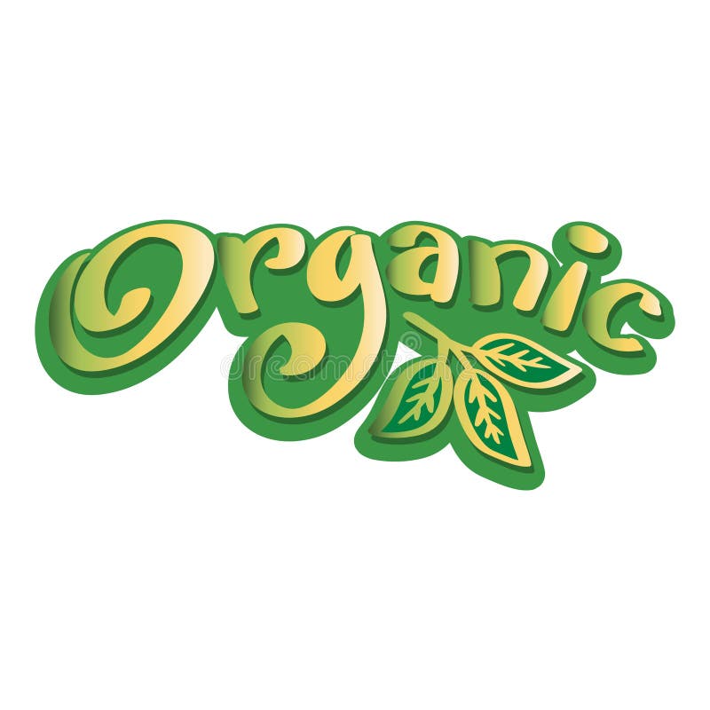 Organic Hand Written Word Text for Typography with Green Leaf. Stock ...