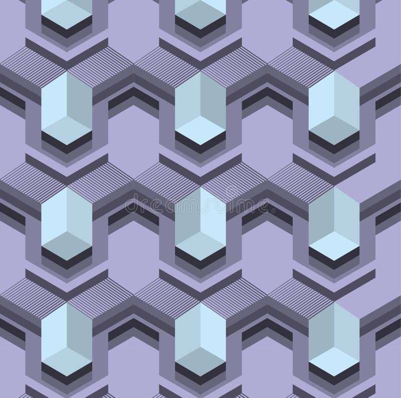Geometric Cubes Abstract Seamless Pattern, 3d Vector Background ...