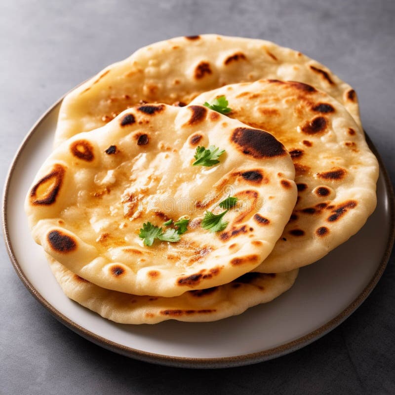 Indian Naan Bread with Parsley on Dark Background Stock Illustration ...