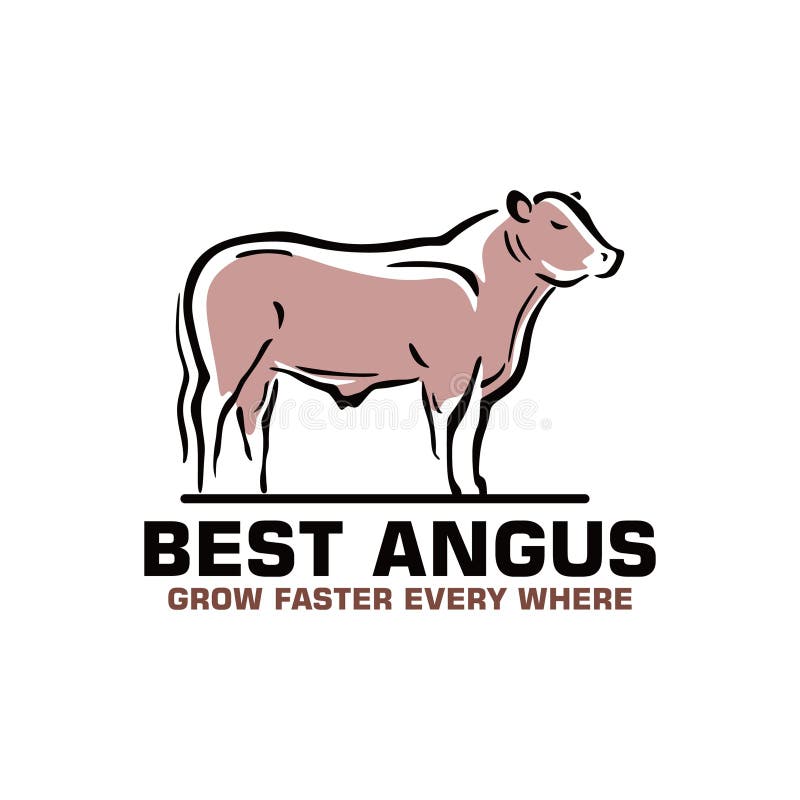 Simple Angus Cattle Standing Logo Stock Vector - Illustration of ...