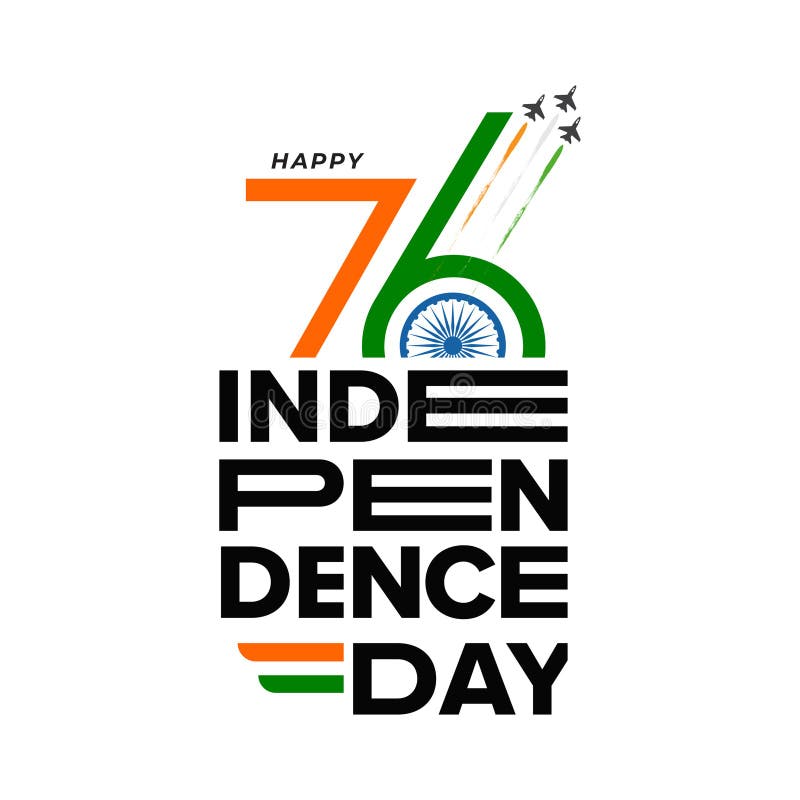 76th Happy Indian Independence Day Typographic Design Vector ...