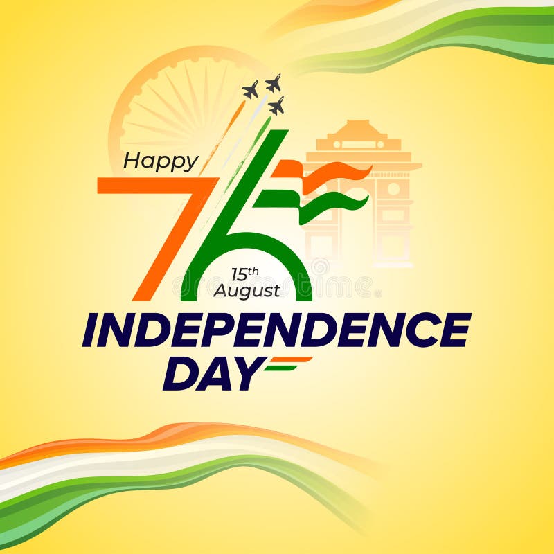 76th Happy Indian Independence Day Typographic Design Vector ...