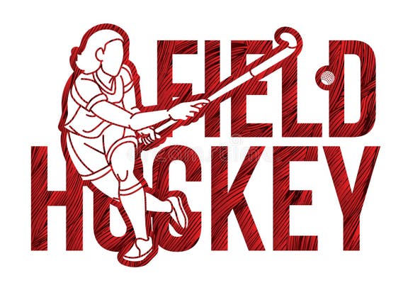 Field Hockey Text Designed with Female Player Cartoon Sport Stock ...