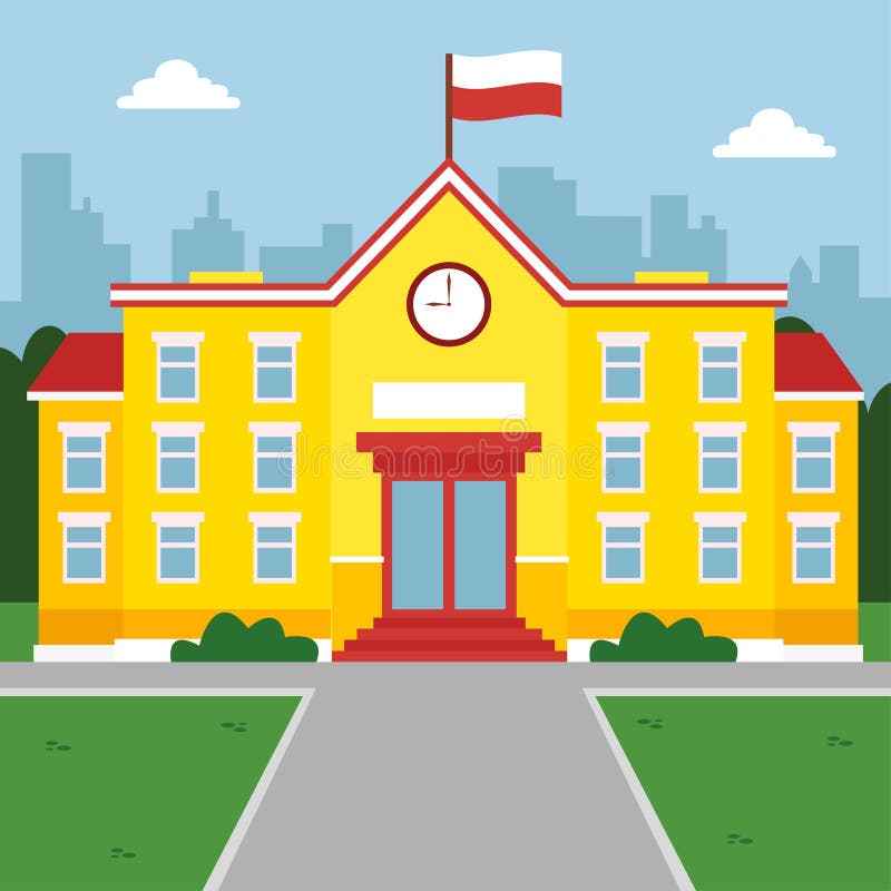 Polish School Building. Vector Illustration. Back To School. Stock ...