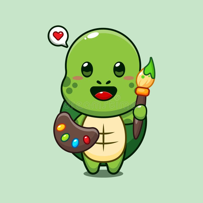 Cute Turtle Doing Meditation Yoga Cartoon Vector Illustration. Stock ...