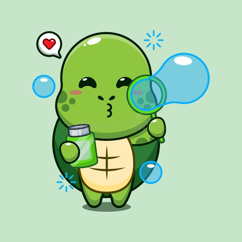Cute Turtle Doing Meditation Yoga Cartoon Vector Illustration. Stock ...