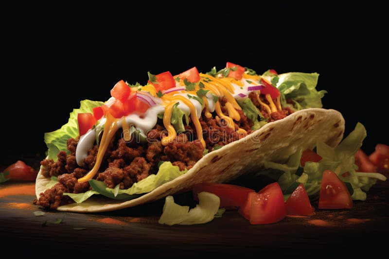 Homemade American Soft Shell Beef Tacos with Lettuce Tomato Cheese ...