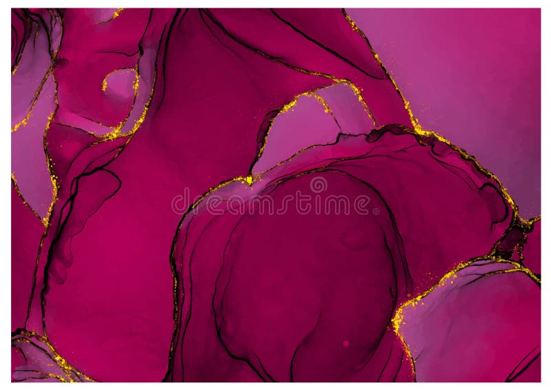 Red Gold Abstract Alcohol Ink Hand Draw Background Stock Vector ...