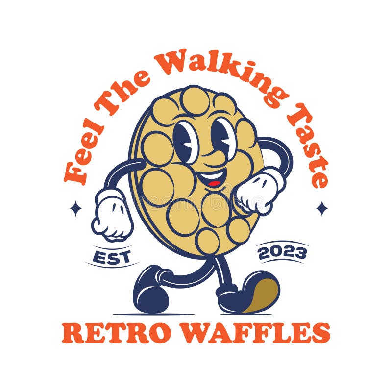 Retro Cartoon Walking Waffles Vector Illustration Stock Vector ...