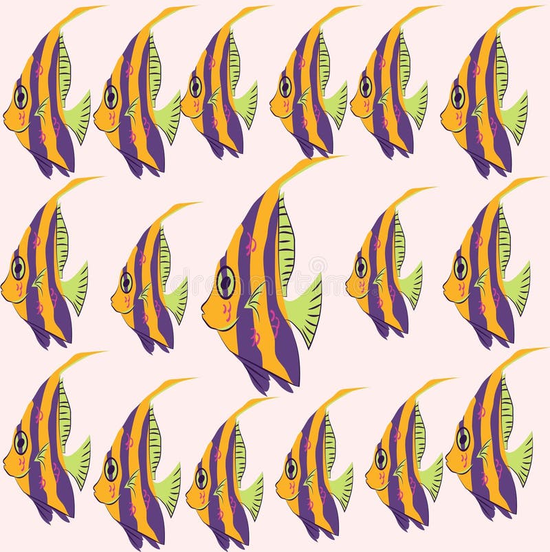 Unique Fish Pattern and Simple Shape and Background Stock Illustration ...