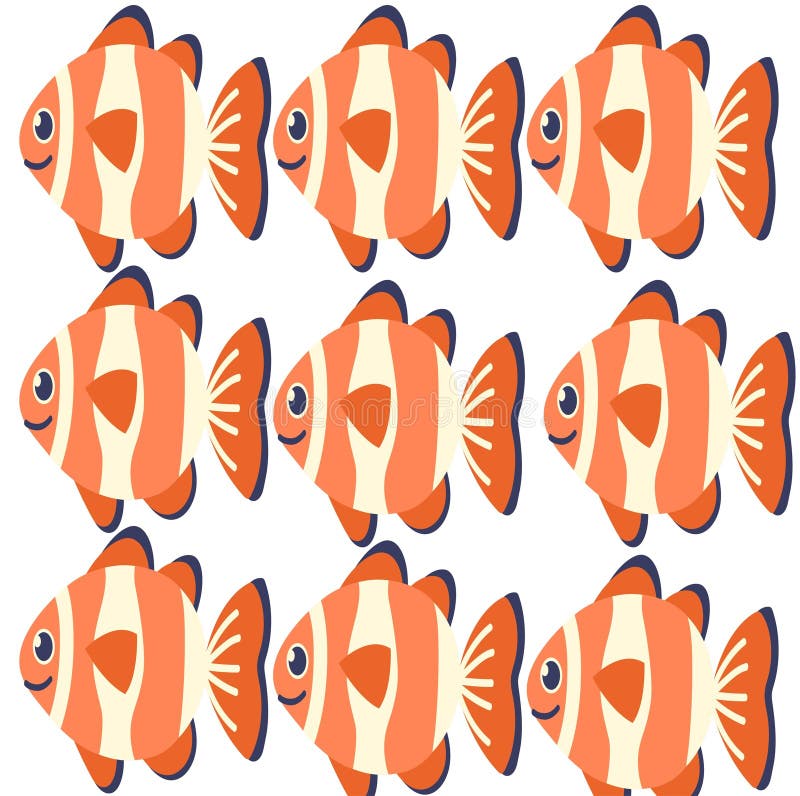 Unique Fish Pattern, Simple Shape and Background Stock Illustration ...