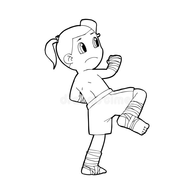 Muay Thai Kick Boxing, Thai Boxing Cute Kid Fighting Action Cartoon ...