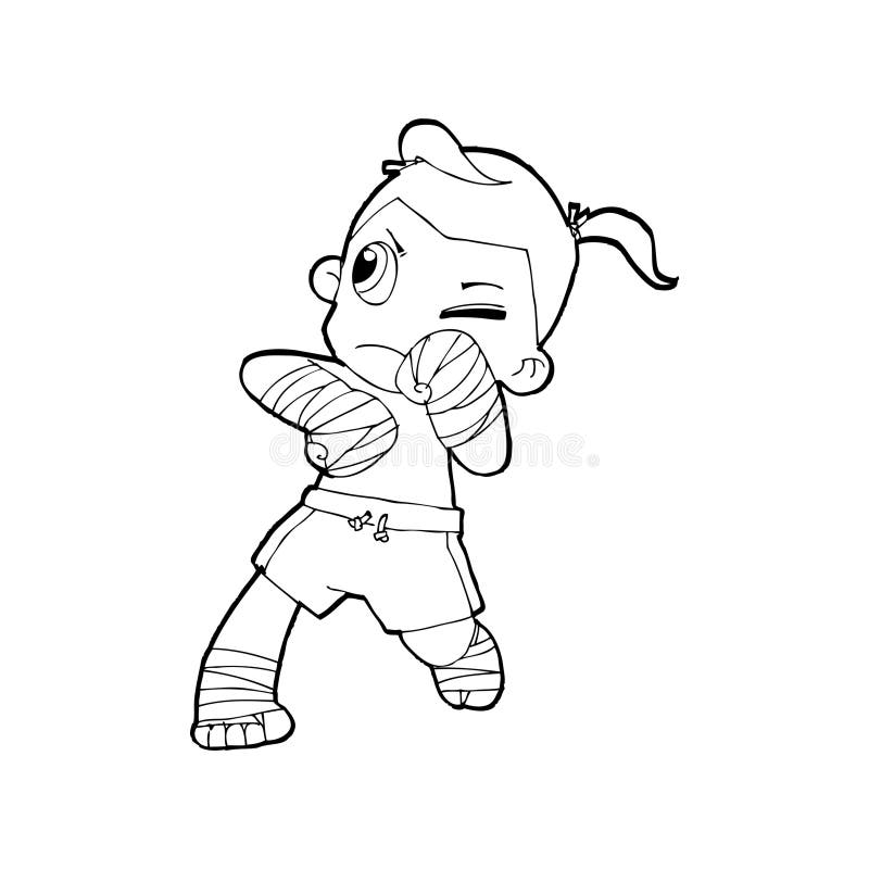 Muay Thai Kick Boxing, Thai Boxing Cute Kid Fighting Action Cartoon ...