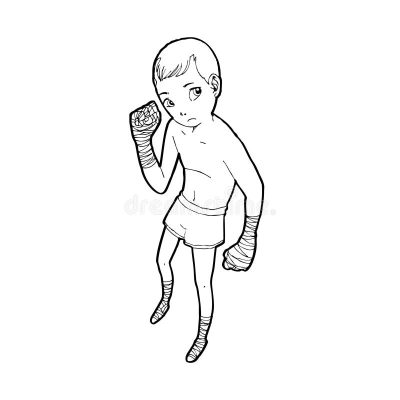 Muay Thai Kick Boxing, Thai Boxing Cute Kid Fighting Action Cartoon ...