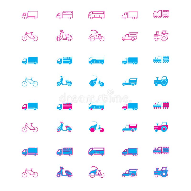 Transportation Vehicle Icon Design in Blue and Magenta Stock Vector ...