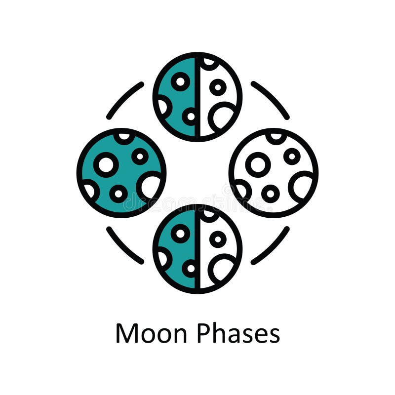 Moon Phases Vector Fill Outline Icon Design Illustration. Astrology and ...