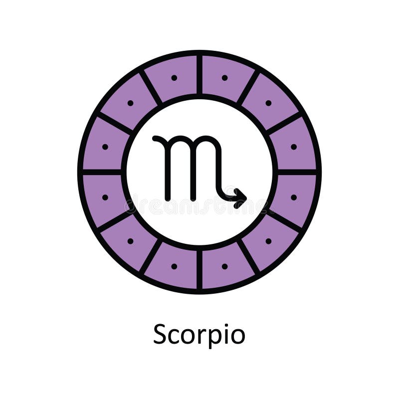 Scorpio Vector Fill Outline Icon Design Illustration. Astrology and ...