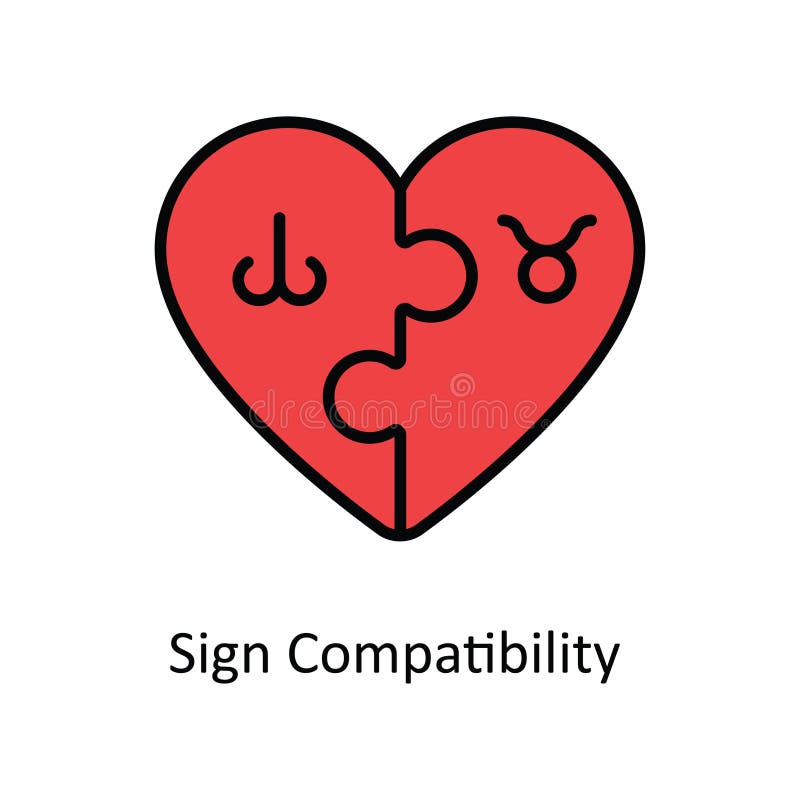 Sign Compatibility Vector Fill Outline Icon Design Illustration ...