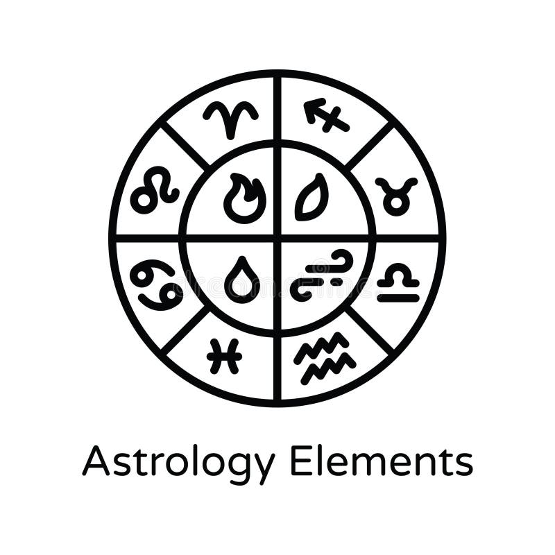 Astrology Elements Vector Outline Icon Design Illustration. Astrology ...