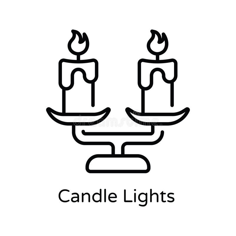 Candle Lights Vector Outline Icon Design Illustration. Astrology and ...
