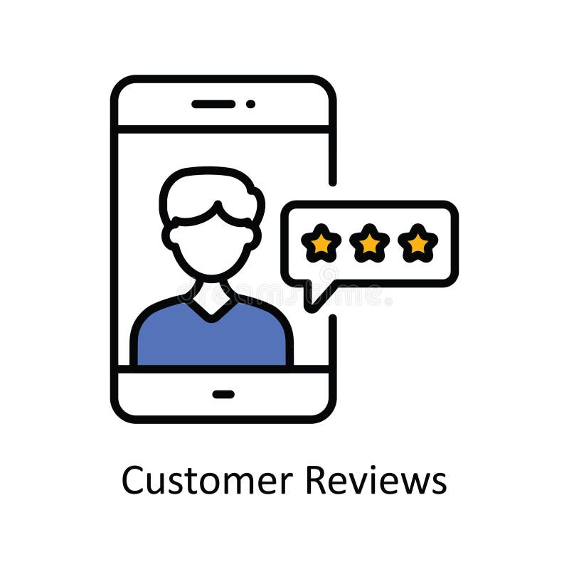 Customer Reviews Vector Fill Outline Icon Design Illustration. Digital ...