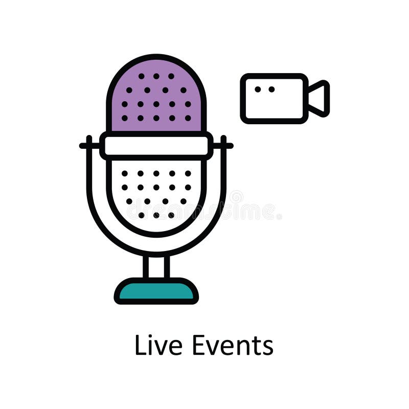 Live Events Vector Fill Outline Icon Design Illustration. Digital ...