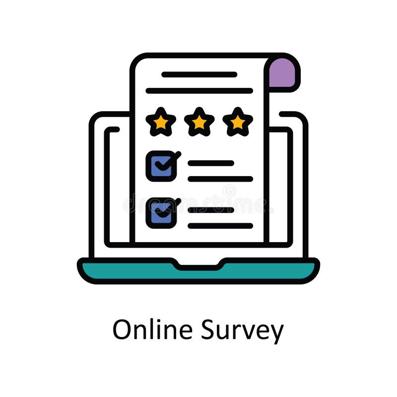 Online Survey Vector Fill Outline Icon Design Illustration. Digital ...