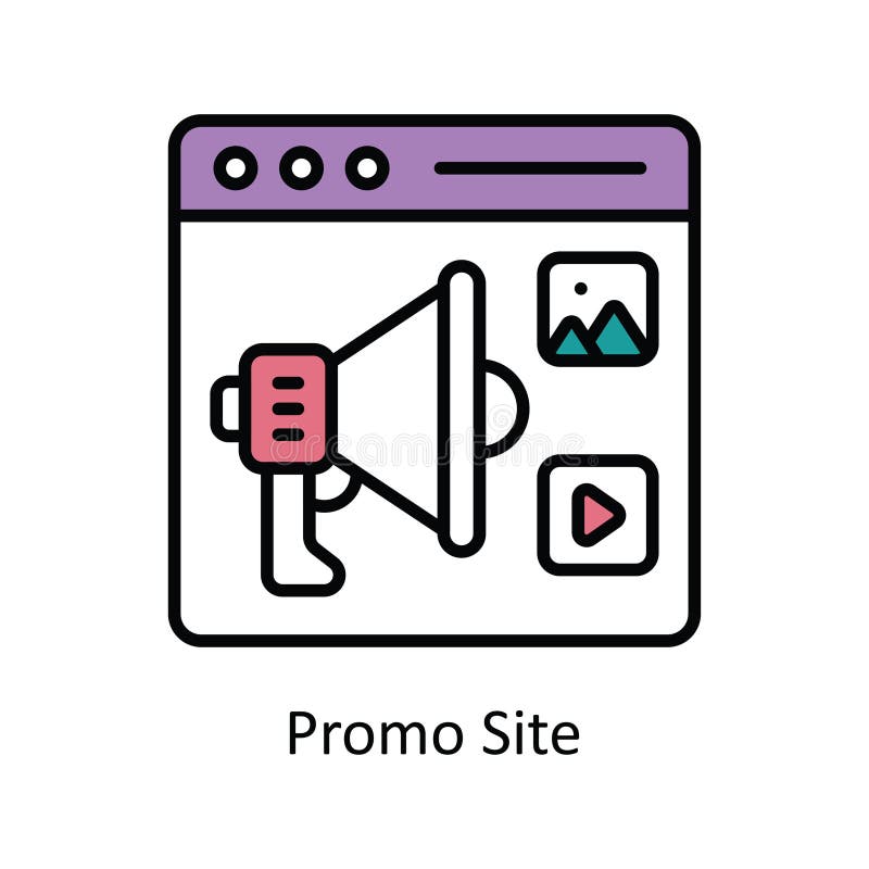 Promo Site Vector Outline Icon Design Illustration. Online Streaming ...