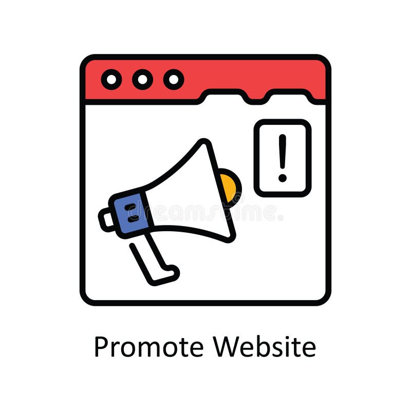 Promote Website Vector Fill Outline Icon Design Illustration. Digital ...