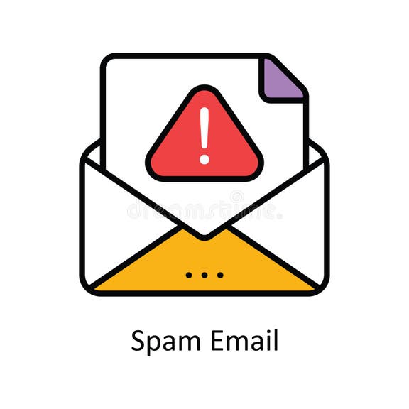 Spam Email Vector Fill Outline Icon Design Illustration. Digital ...