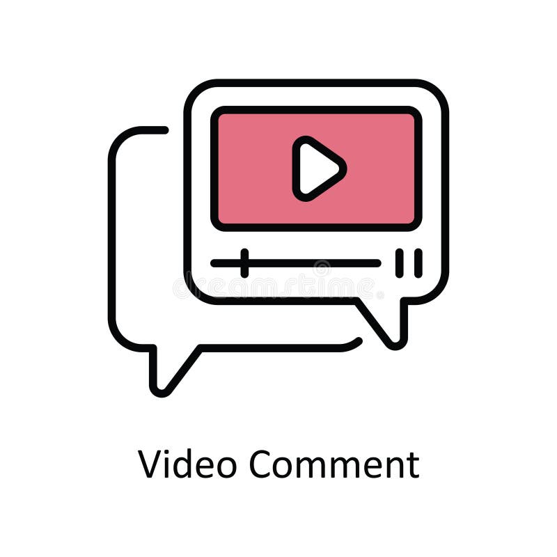 Video Comment Vector Fill Outline Icon Design Illustration. Digital ...
