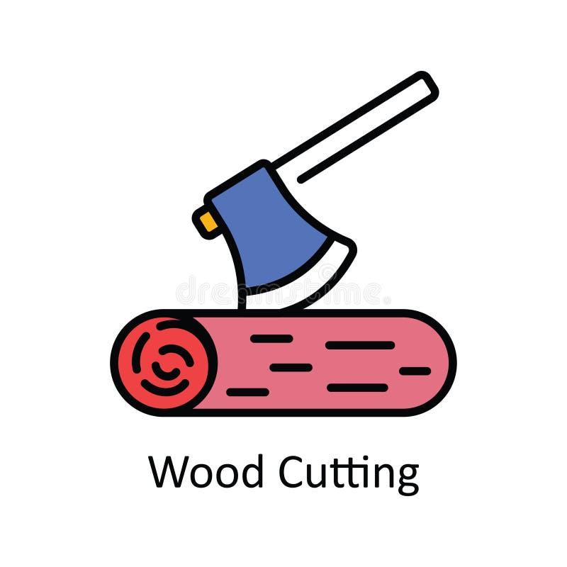 Wood Cutting Vector Outline Icon Design Illustration. Home Repair and ...