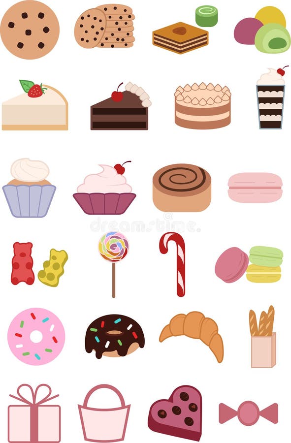 Candy store icons set stock vector. Illustration of cupcake - 285183869