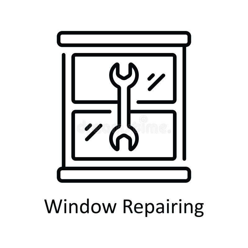 Window Repairing Vector Outline Icon Design Illustration. Home Repair ...