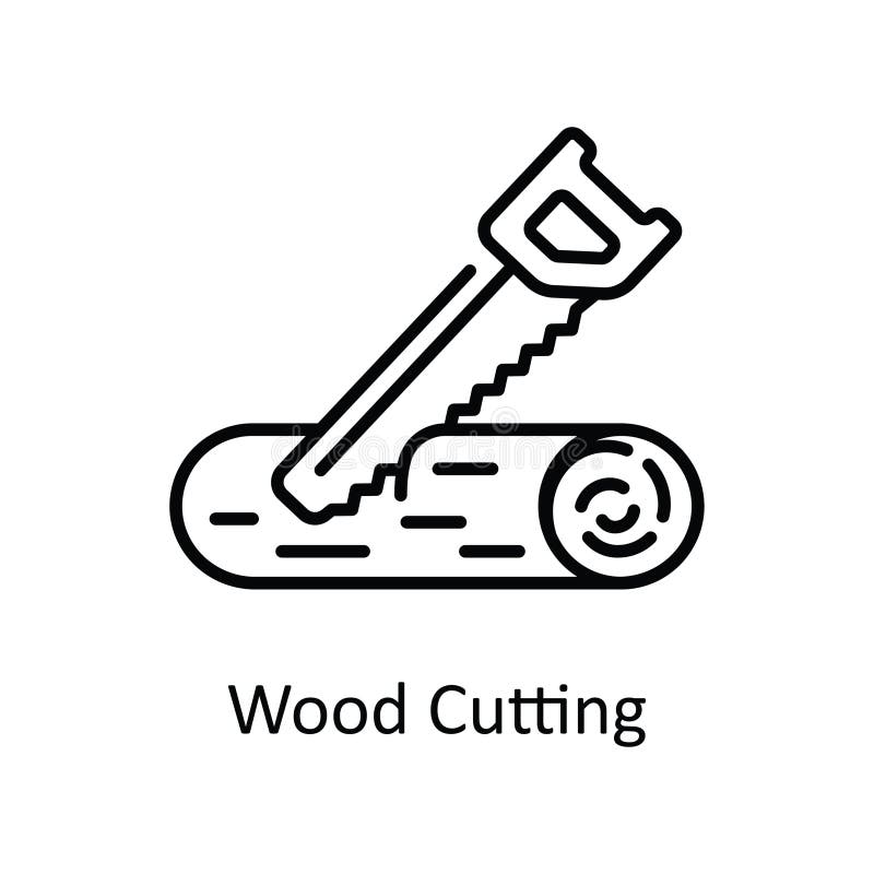 Wood Cutting Vector Outline Icon Design Illustration. Home Repair and ...