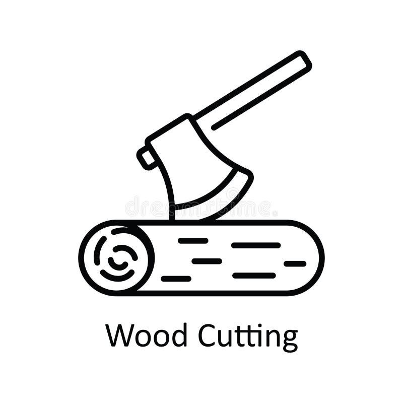 Wood Cutting Vector Outline Icon Design Illustration. Home Repair and ...