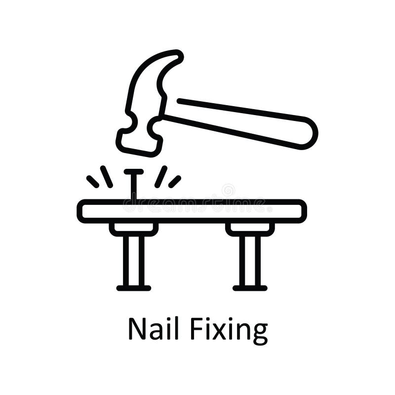 Nail Fixing Vector Outline Icon Design Illustration. Home Repair and ...