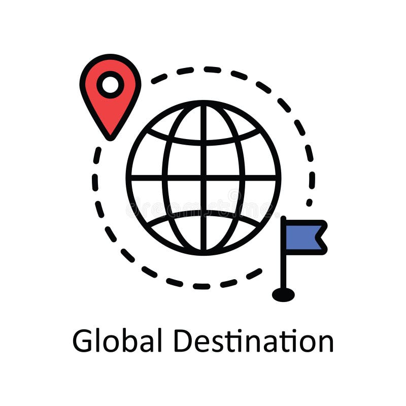 Destination Vector Fill Outline Icon Design Illustration. Map and ...
