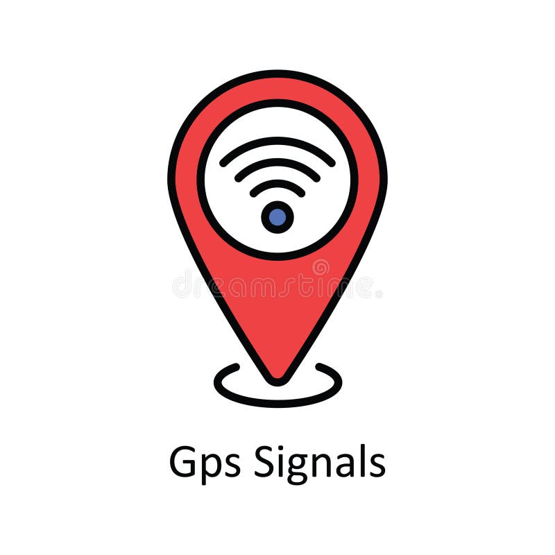Gps Signals Vector Fill Outline Icon Design Illustration. Map and ...
