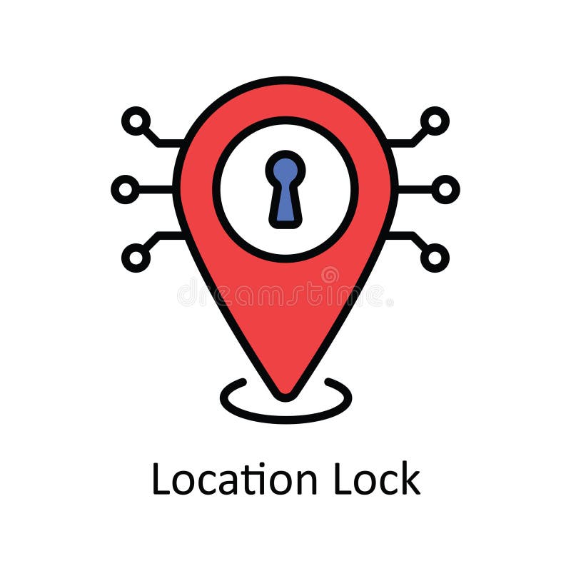 Location Lock Vector Fill Outline Icon Design Illustration. Map and ...