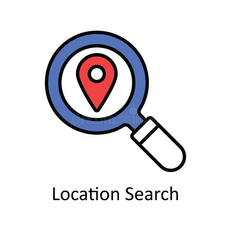 Location Search Vector Fill Outline Icon Design Illustration. Map and ...