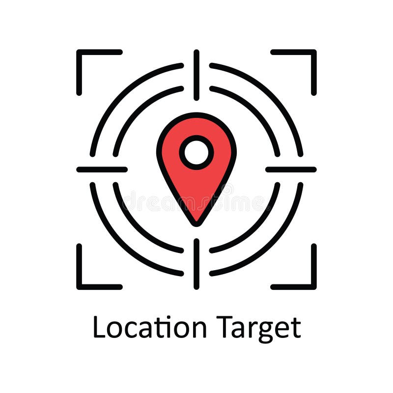 Location Target Vector Fill Outline Icon Design Illustration. Map and ...